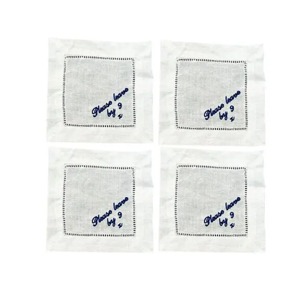 LILLY LOVES White / Blue Please Leave Nine Blue Cocktail Napkins - White/blue