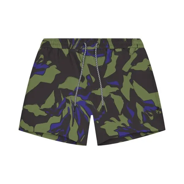 PLAYALUXE Green / Blue Tulum Volley Swim Trunk Green Botanical - Green/blue