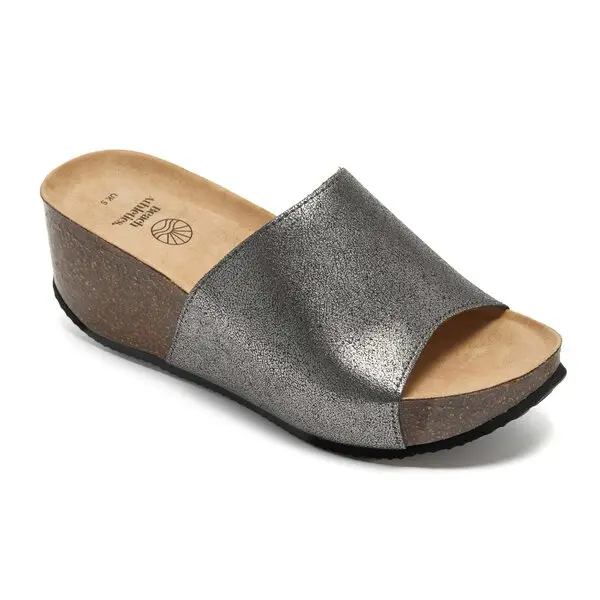 BEDROOM ATHLETICS Inoro Vegan Wedge Metallic Slider Gunmetal - Silver