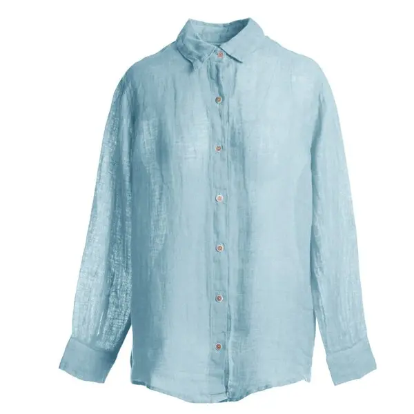 Haris Cotton Linen Gauze Shirt Ocean Air - Blue