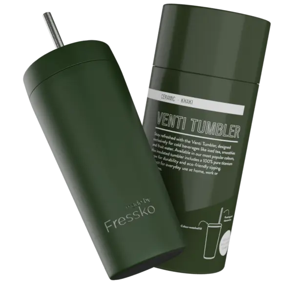Fressko Venti 600ml/20oz Tumbler, Ceramic Khaki - Green