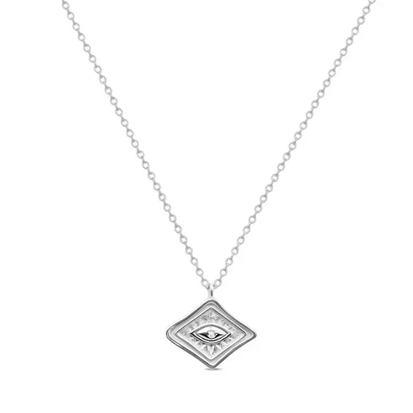 CLEMENCE WREN Diamond Shape Pendant With Gemstone - Silver