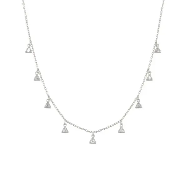 SPERO LONDON Jewelled Triangle Sterling Station Necklace - Silver