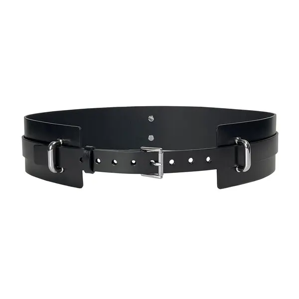 HAUTE CUIR Lila Wide Leather Belt - Black