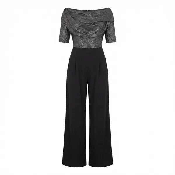 ATOM LABEL Lima Jumpsuit In Gunmetal Speckled - Black