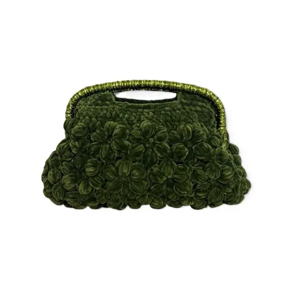 SPRINGMOONATELIER Handmade Floral Velvet Crochet Designer Bag – A Unique And Statet-made Piece - Green