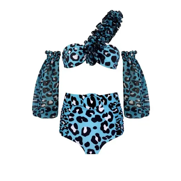 NUR KARAATA Lilou Leo Bikini Set - Blue