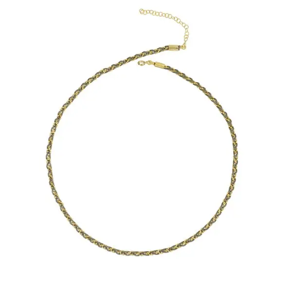 SPERO LONDON Handmade Rope Braided Sterling Silver Beaded Chain Necklace - Grey