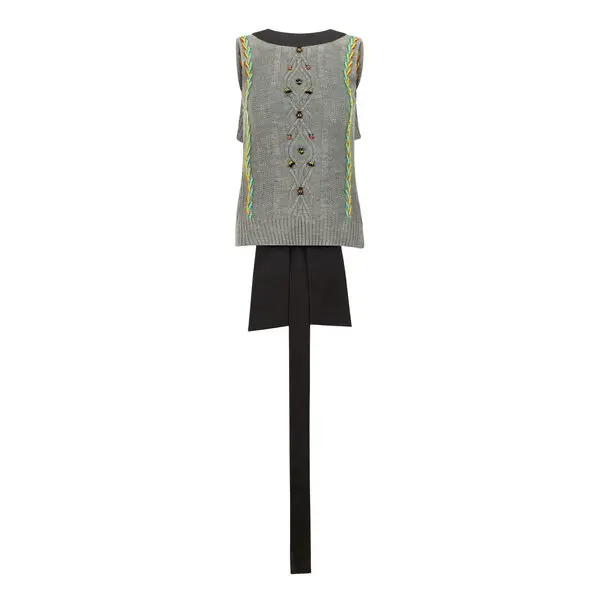BOUTIQUE KAOTIQUE Bug Wool Cut Out Top - Grey