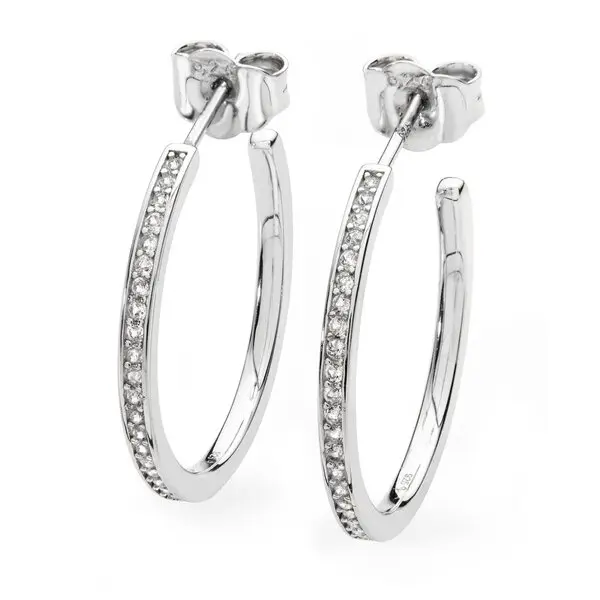 LUCY QUARTERMAINE Solid Sterling Skinny Drip Medium Hoops - Silver
