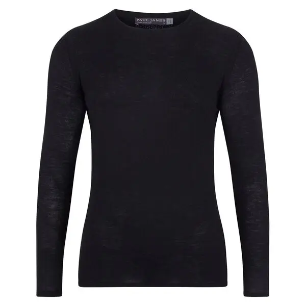 PAUL JAMES KNITWEAR Midweight Merino Activewear Base Layer Zeus Top - Black