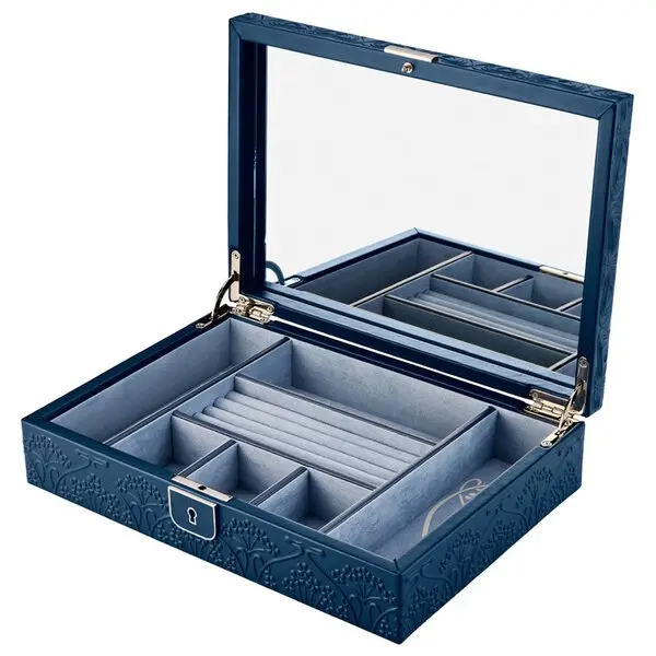 Wolf Liberty Medium Jewellery Box Navy - Blue