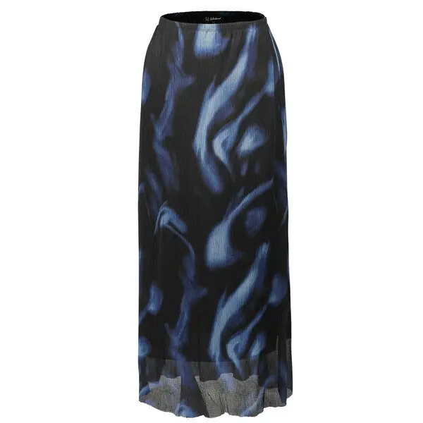 SMART AND JOY Abstract Print Mesh Midi Skirt - Blue