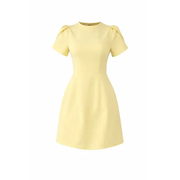 GIRL IN MIND Ami Tulip Sleeve High Neck Mini Dress - Yellow