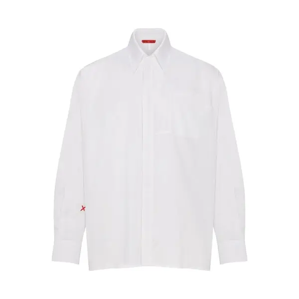 PCFG Pure Cotton Woven Shirt With Zip - White