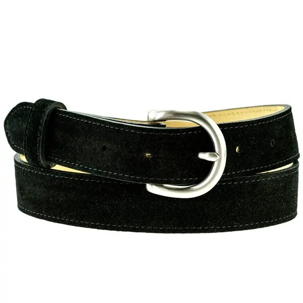 PEACHY BELTS LTD Suede Belt With Silver Buckle - Black