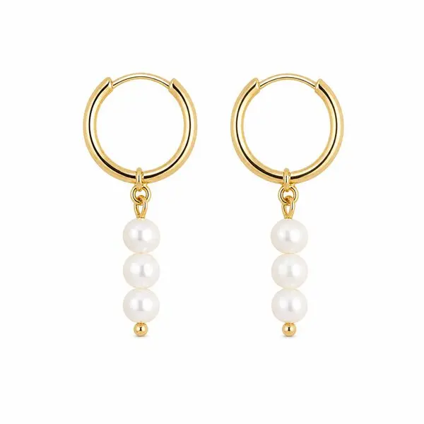 PEARL CODE Gold Vermeil Pearl Hoop Earrings, Everyday Fine Jewelry - White