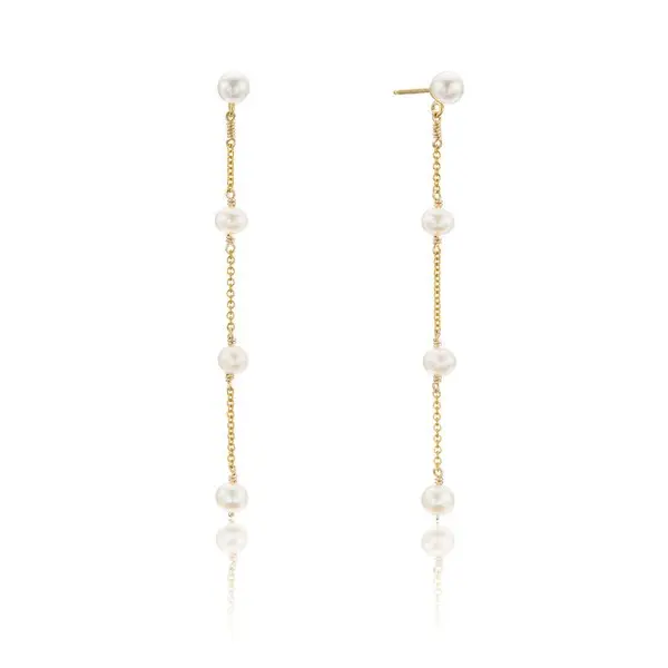 LILY & ROO Four Pearl Drop Earrings - Gold
