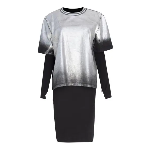 CIRCULAR PATH Black / Silver Doubled Layer Dress Metallic Black - Black/silver