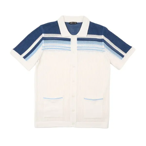 EIGHT X Foundation Crochet Button Up Shirt - Blue