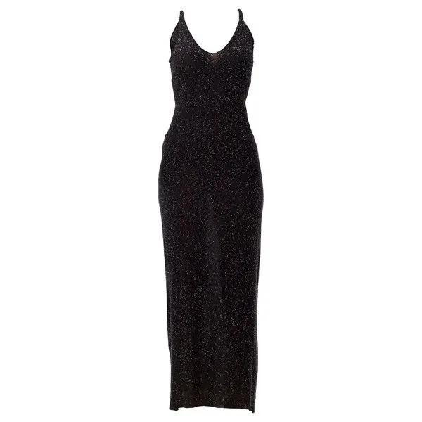 MAISON BOGOMIL Fine Knit Sequin Long Dress - Black