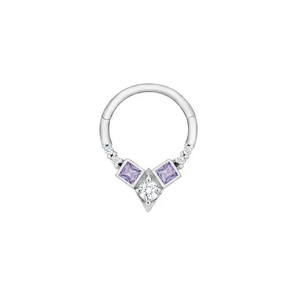 ZOHREH Purple / Silver Tanzanite & Diamond Daith Hoop Earring 9k White Gold - Purple/silver