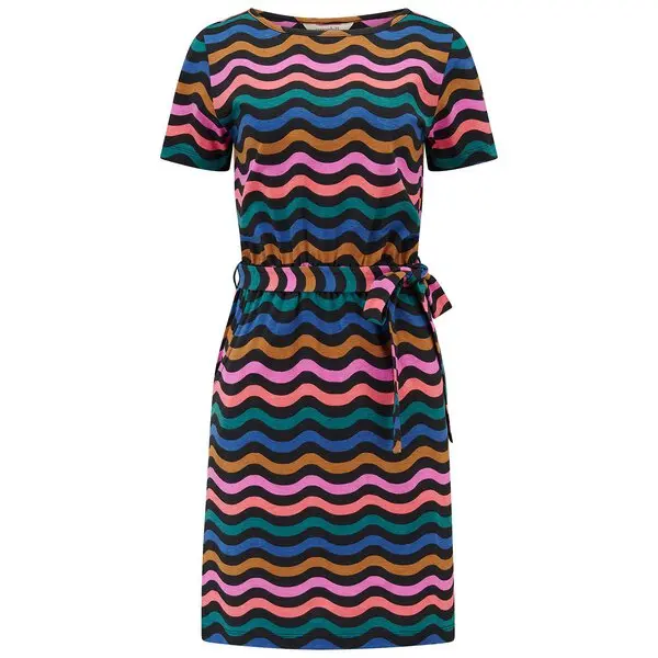 SUGARHILL BRIGHTON Terri Jersey Mini Dress Multi, Wavy Chevron - Black