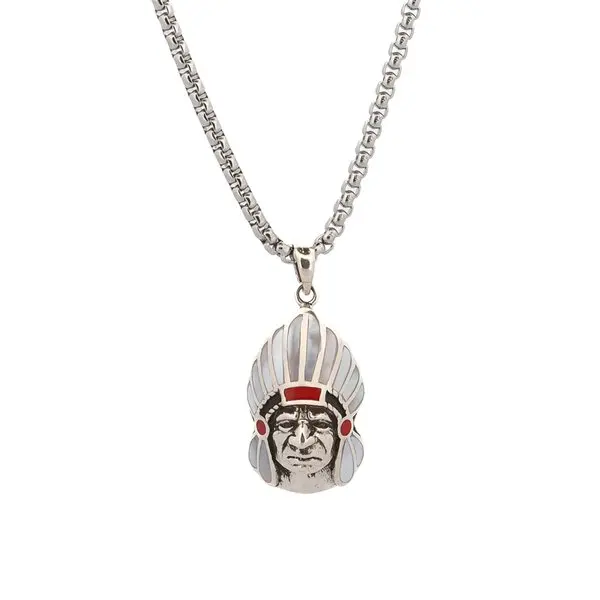 EBRU JEWELRY Silver / Red Warrior Spirit Silver Chief Necklace Silver And Red - Silver/red