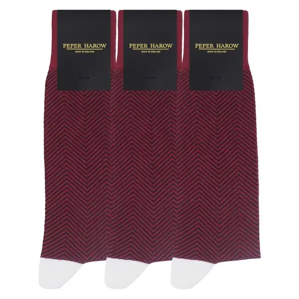 PEPER HAROW - MADE IN ENGLAND Grooms’s Socks Bundle Lux Taylor Burgundy - Red