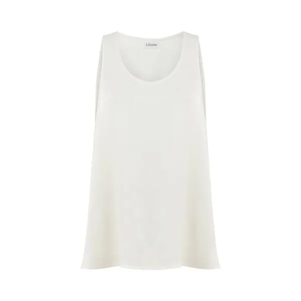 LILAMIE Soho Loose Fit Longline Summer Tank Top - White