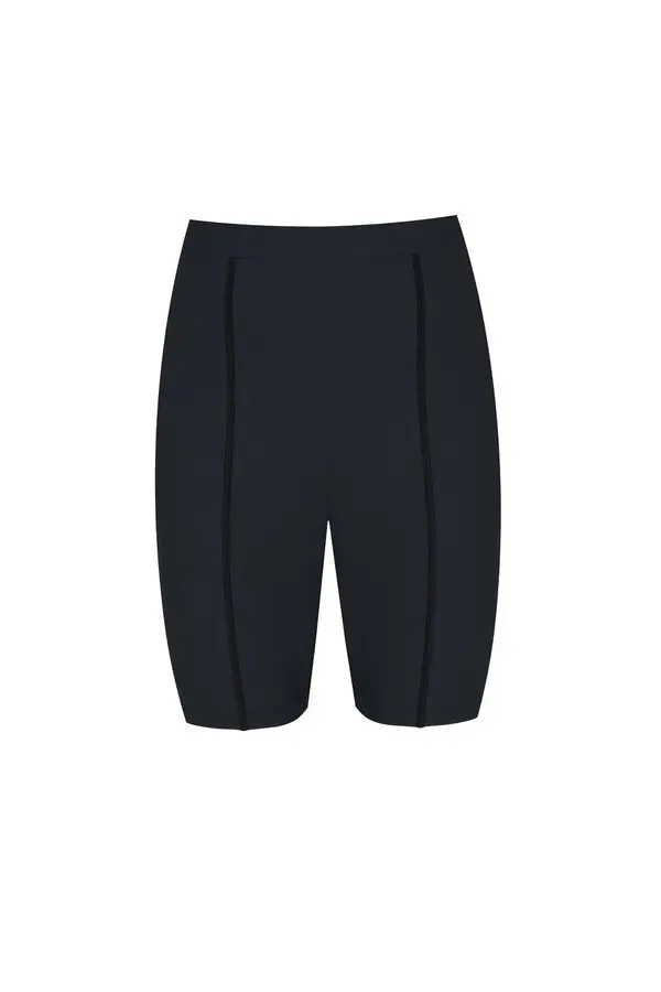 NO'DESIGN Navy Biker Shorts With Flatlock Detail - Blue