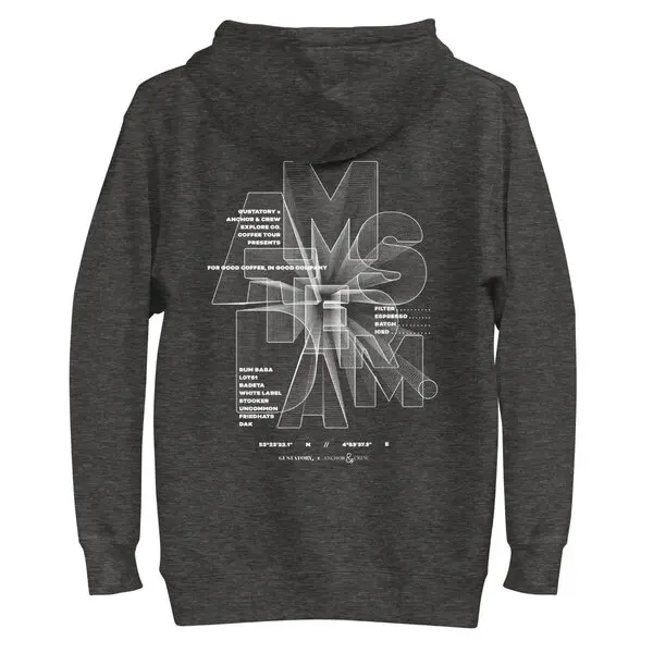 ANCHOR & CREW Heather Gustatory Amsterdam Coffee Scene Cotton Blend Embroidered Hoodie - Black