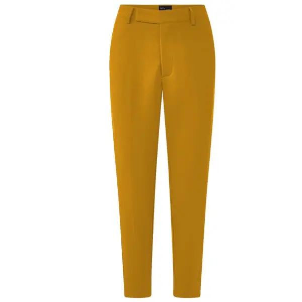 Layo G Cropped Mustard Gold Yellow Stretch Dress Pants Tall - Yellow/gold