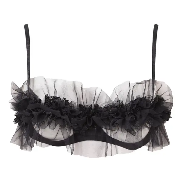 BELLE ET BON BON Dakota Ouvert Ruffle Bralette - Black