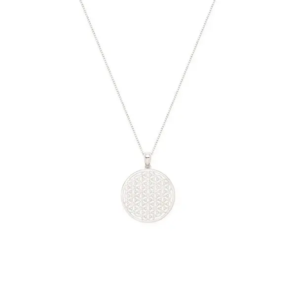 SEVEN SAINTS Flower Of Life Spiritual Expansion Necklace, White Rhodium Over Sterling - Silver