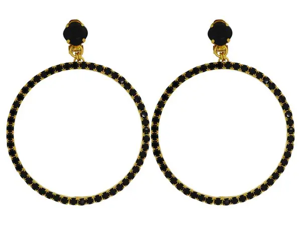 VICKISARGE The Large Hoop Earrings In Gold Clip - Black