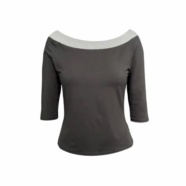 FROCK TALES Boating Top In Charcoal And Marl - Grey
