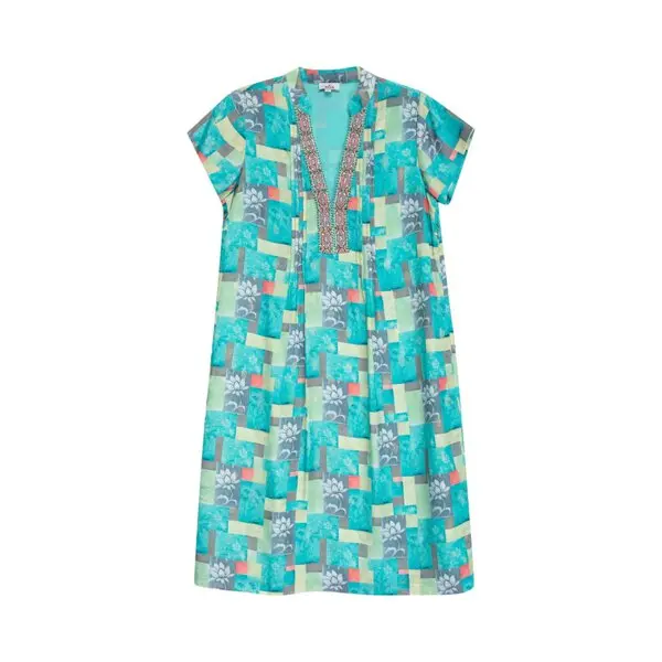 NIZA Geometric Print V-neck Dress