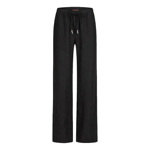 MAISON TANGERINE Wide Leg Linen Long Trousers - Black