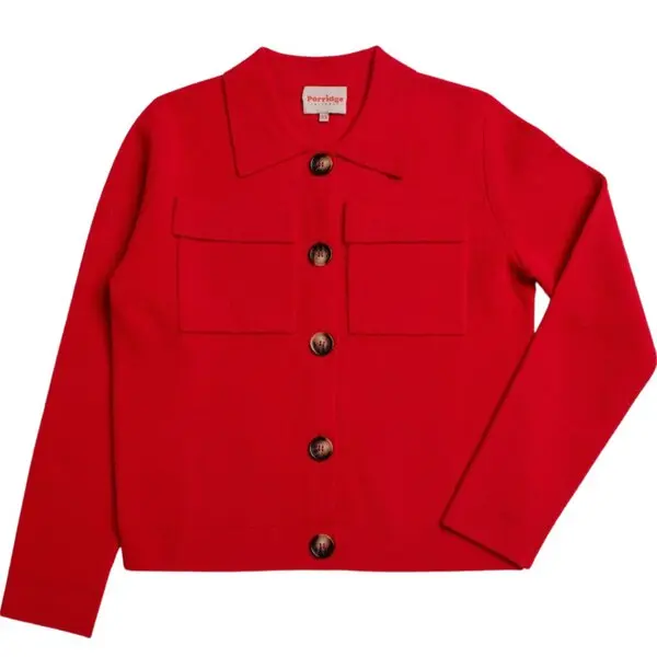 PORRIDGE KNITWEAR Wool Rebecca Jacket - Red