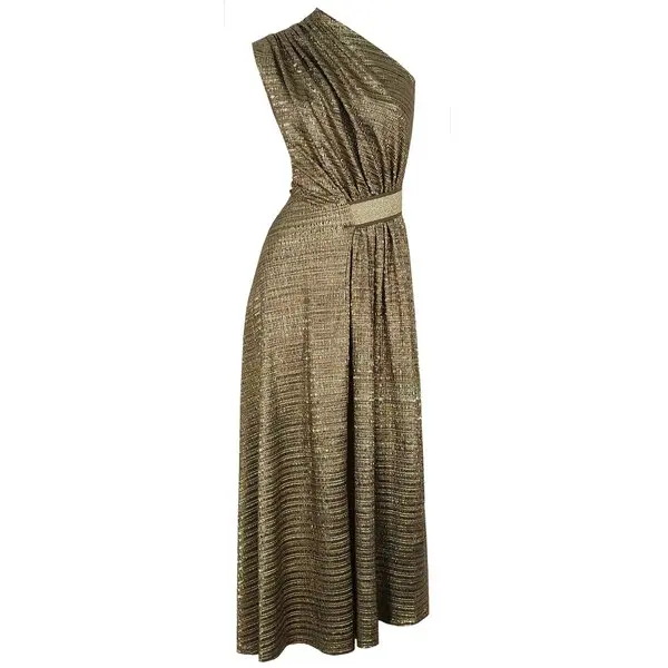 ME & THEE Primrose Path Antique One Shoulder Dress - Gold