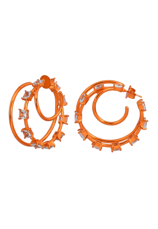 LAVANI JEWELS Motoko Triple Hoops - Orange