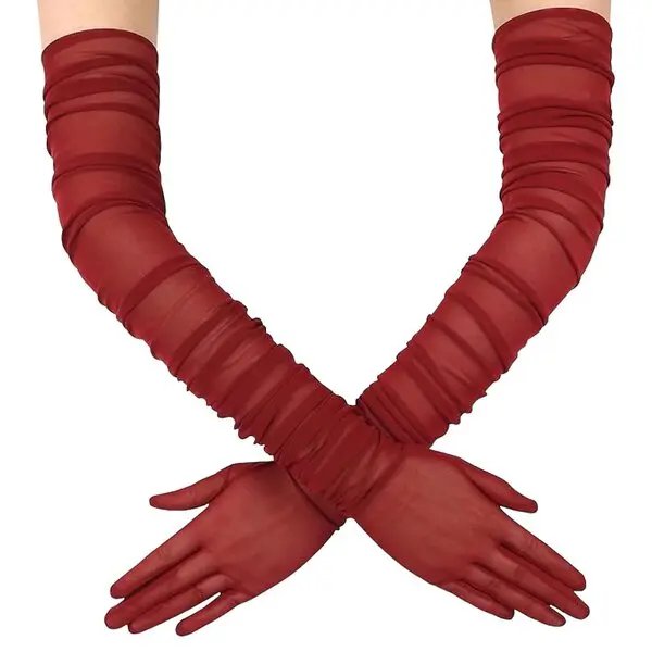 HIGH HEEL JUNGLE BY KATHRYN EISMAN Ariana Ruched Gloves Wine - Red