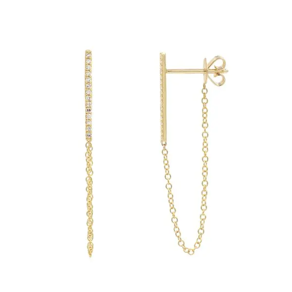 KAMARIA Diamond Bar Chain Earring Studs - Gold