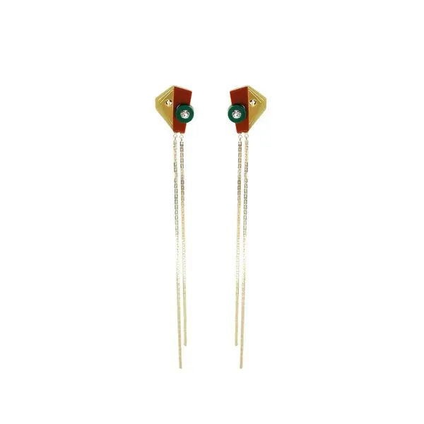 GISSA BICALHO Neutrals / Handmade Acrylic Earring Long Inti Kahki - Brown