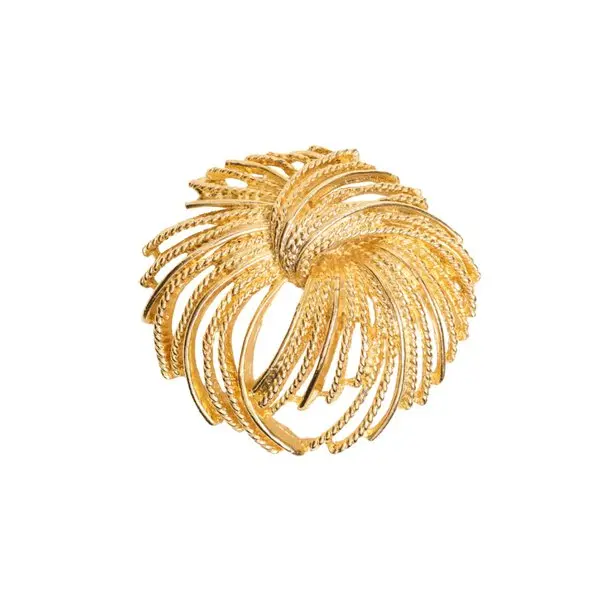 CARAMEL VINTAGE JEWELLERY Gold Plated Textured Swirl Brooch - Silver