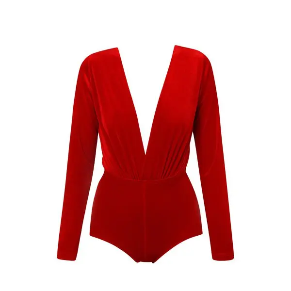 LIA ARAM Velvet Micro Suit - Red