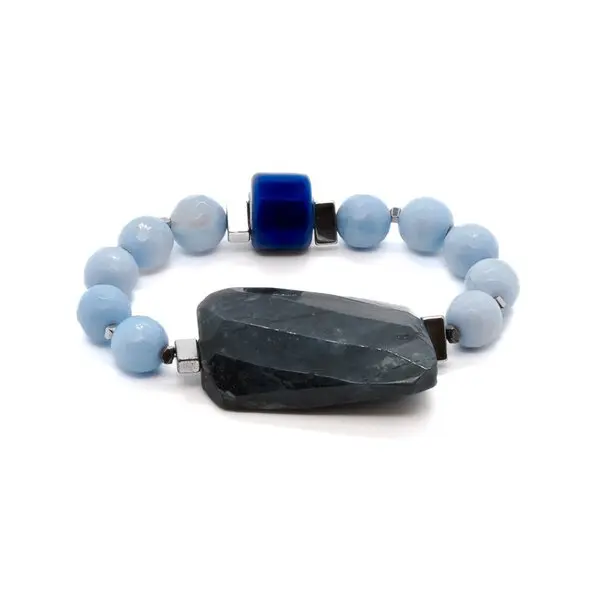 EBRU JEWELRY Agate Stone Chunky Bracelet - Blue