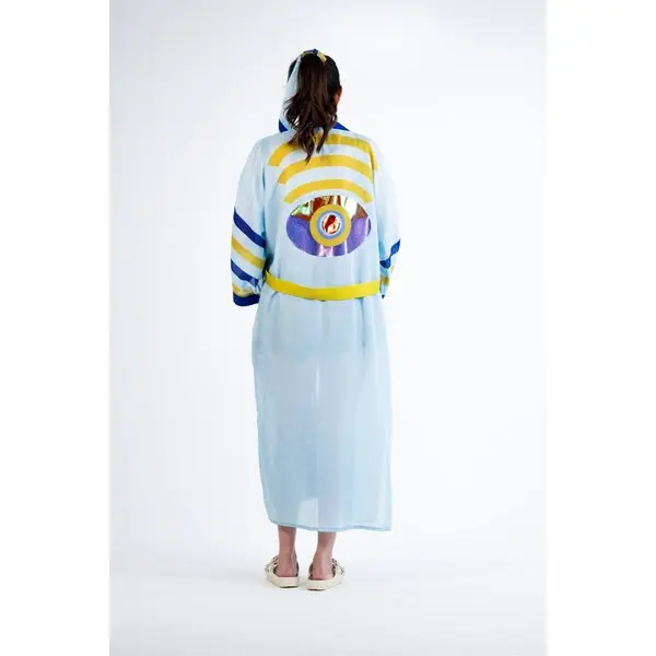 JOY-ES Eye Radiant Long Kimono - Blue