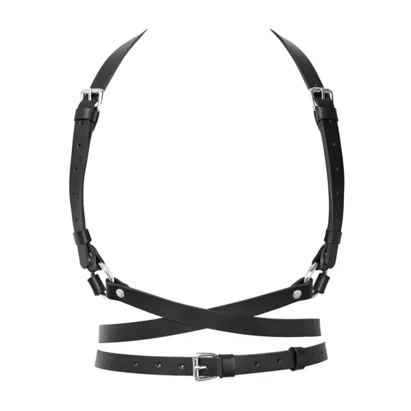 BADASS & GODDESS LEATHER Black / Silver Real Leather Harness Artemis Black With Silver Buckles - Black/silver